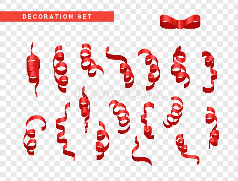 Red Confetti Celebration. Ribbon Serpentine, Isolated with Transparency ...