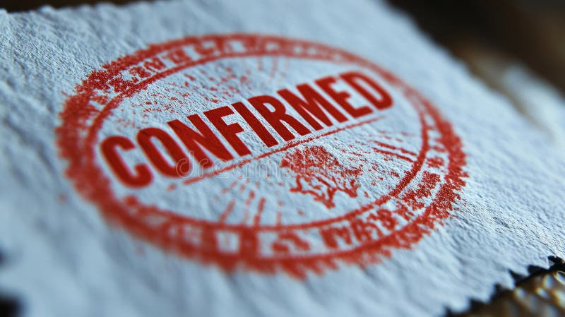 Red Confirmed Stamp on Textured Paper. Stock Image - Image of emblem ...