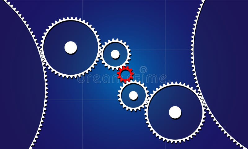 Red connecting gear stock illustration. Illustration of technology ...