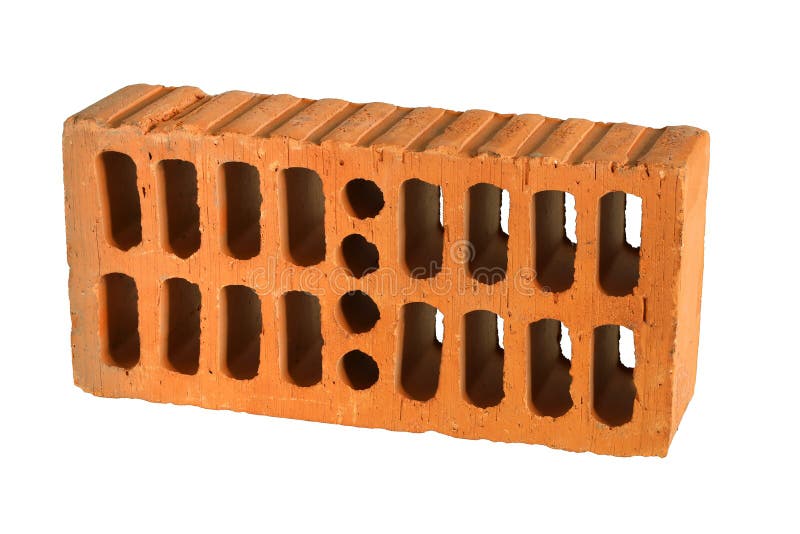 Red Construction Brick Block with Perforation, Single Textured Object ...