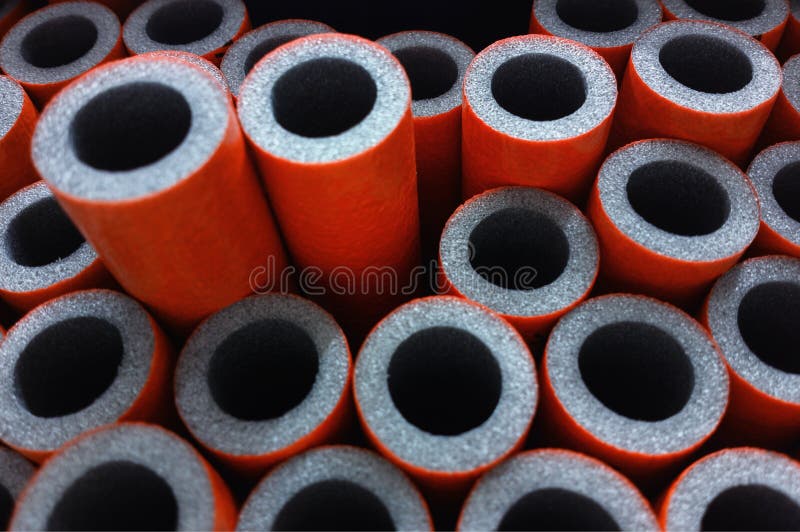 Red Construction Foam Tubes Objects Background Stock Photo - Image of ...