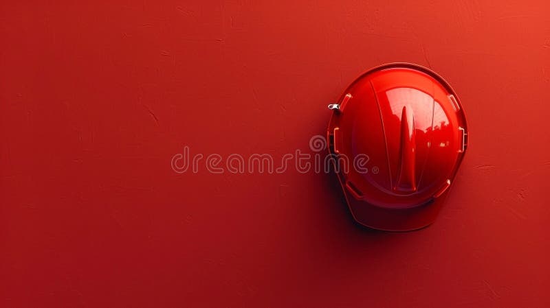 Red Construction Helmet on Solid Background with Copyspace for Safety ...