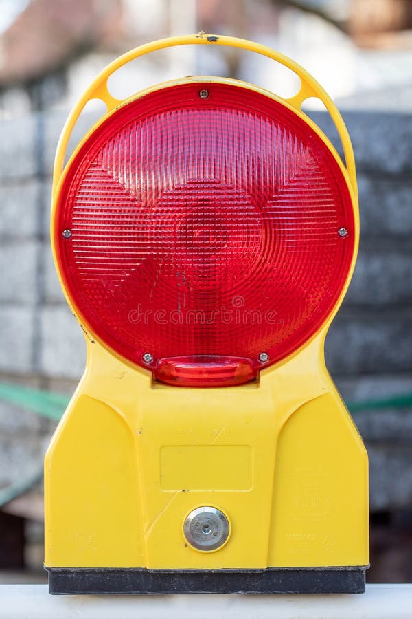 Red Construction Warning Light for Driver Safety and Road Hazards Stock ...