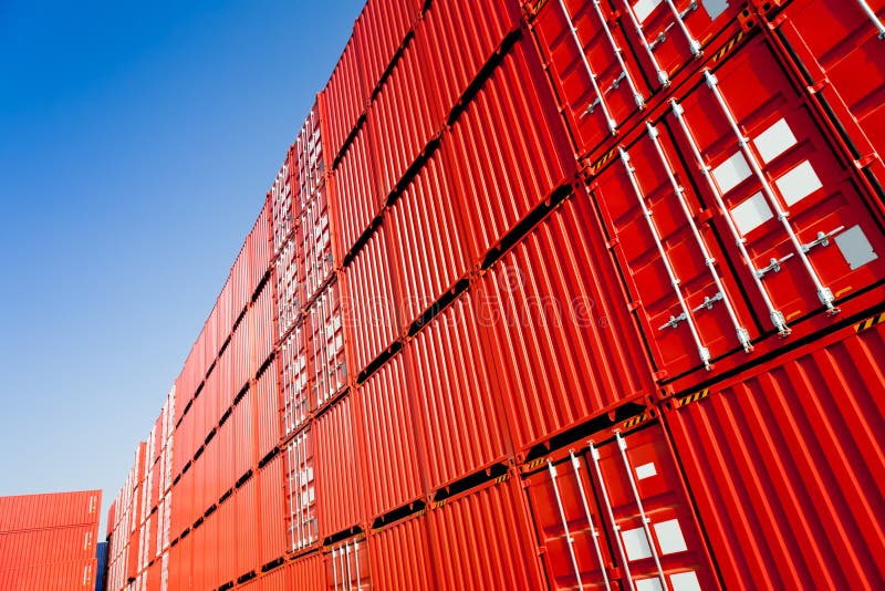 Red Metal Freight Shipping Container Isolated Stock Photo - Image of ...