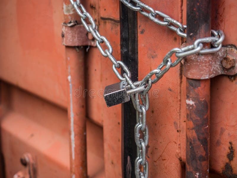 Chain Lock Shipping Container Stock Image - Image of freight, security ...