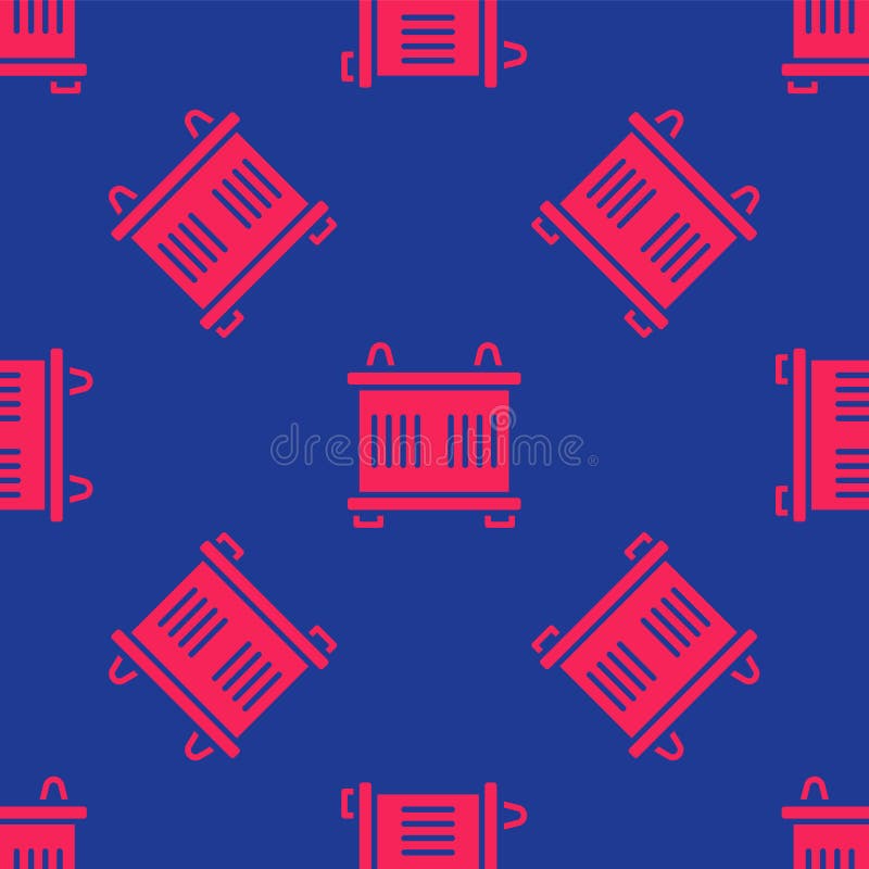 Red Container Icon Isolated Seamless Pattern on Blue Background. Crane ...