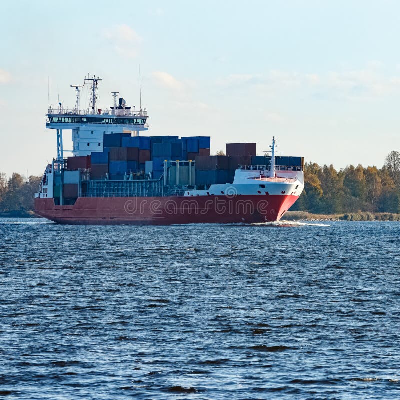 Red container ship stock photo. Image of heavy, logistics - 94128032