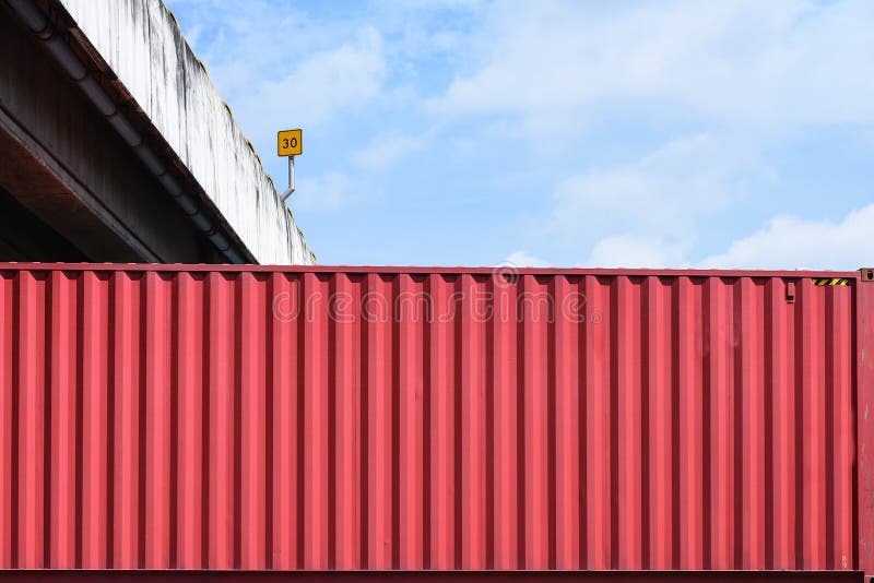 The Red Container Storage Under the Road Stock Photo - Image of ...