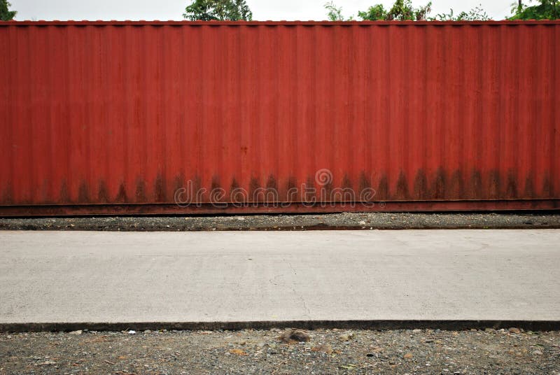Red Container Van on a Street Stock Photo - Image of carrying, lines ...