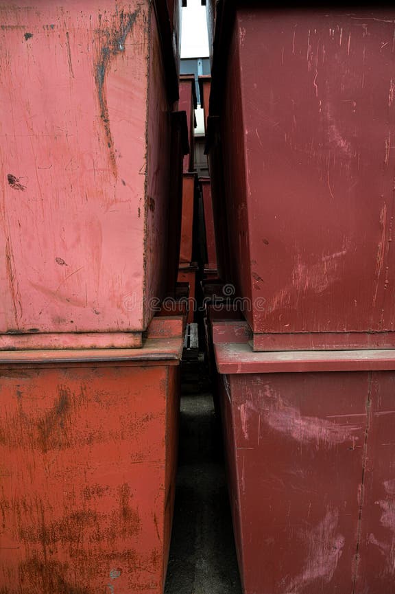 Red Containers Stacked stock photo. Image of decoration - 318797206