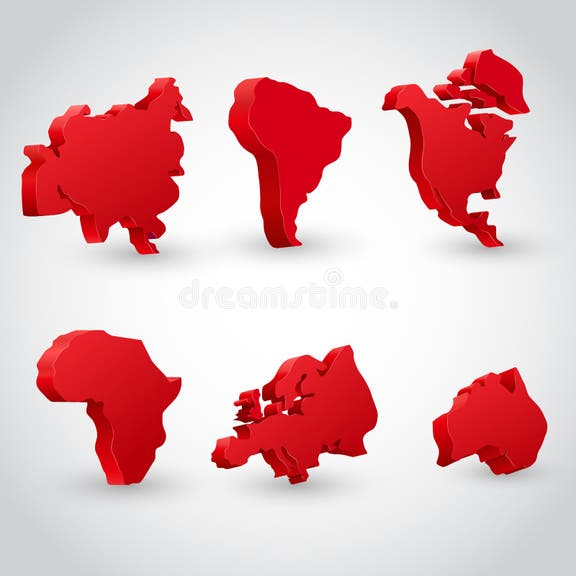 Red continent set. stock vector. Illustration of earth - 49452877