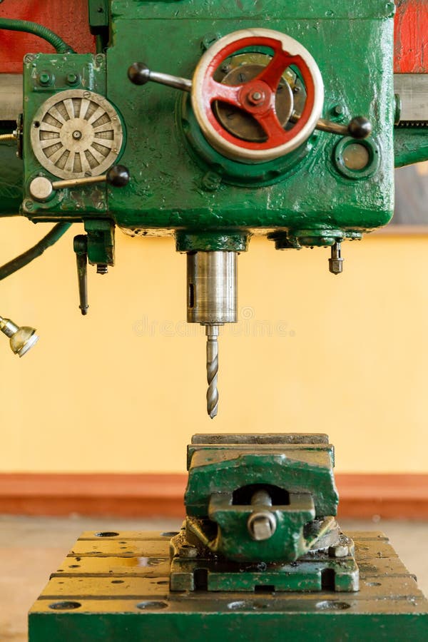 Red Controls of the Universal Old and Green Milling Machine Stock Image ...