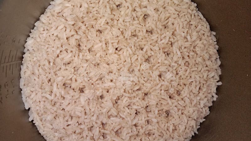 Red Cook Rice Inside the Ricecooking Pan Stock Image - Image of food ...