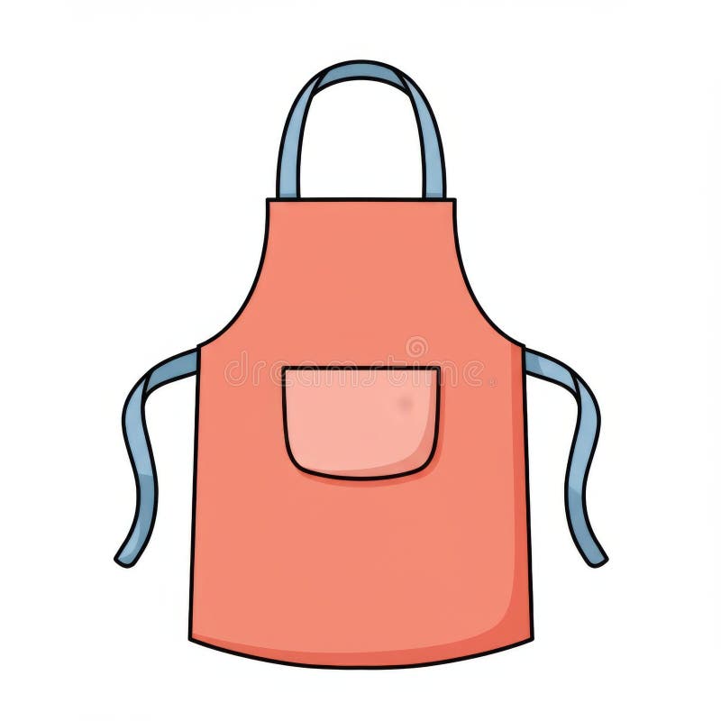 Red Cooking Apron with Blue Ties and Pocket Stock Illustration ...