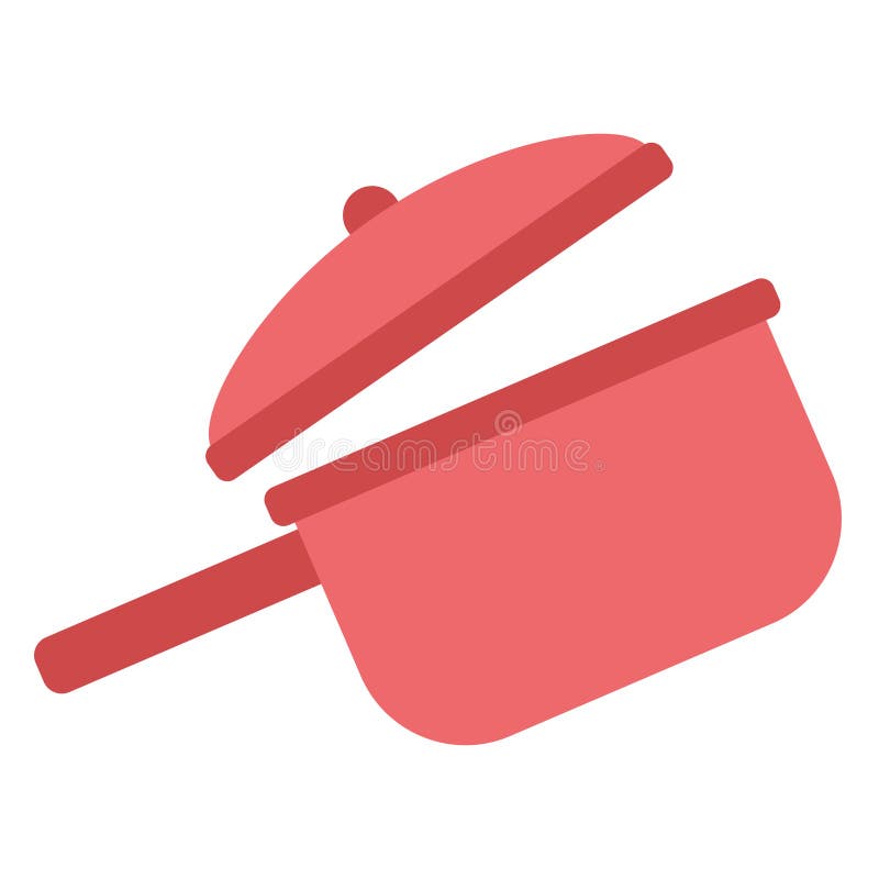 Red Cooking Saucepan. Vector Stock Vector - Illustration of boil ...
