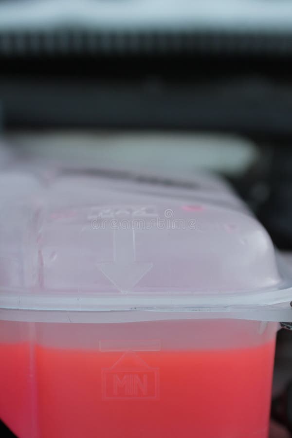 Red Coolant in the Expansion Tank of the Vehicle Stock Image - Image of ...