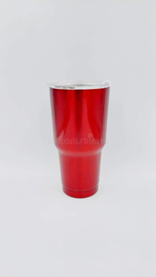 Red Cooler Flask on Isolated White Stock Image - Image of white ...