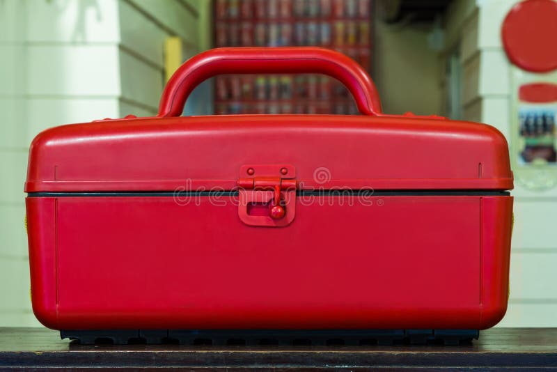 Red cooler plastic box stock image. Image of vintage - 32308233