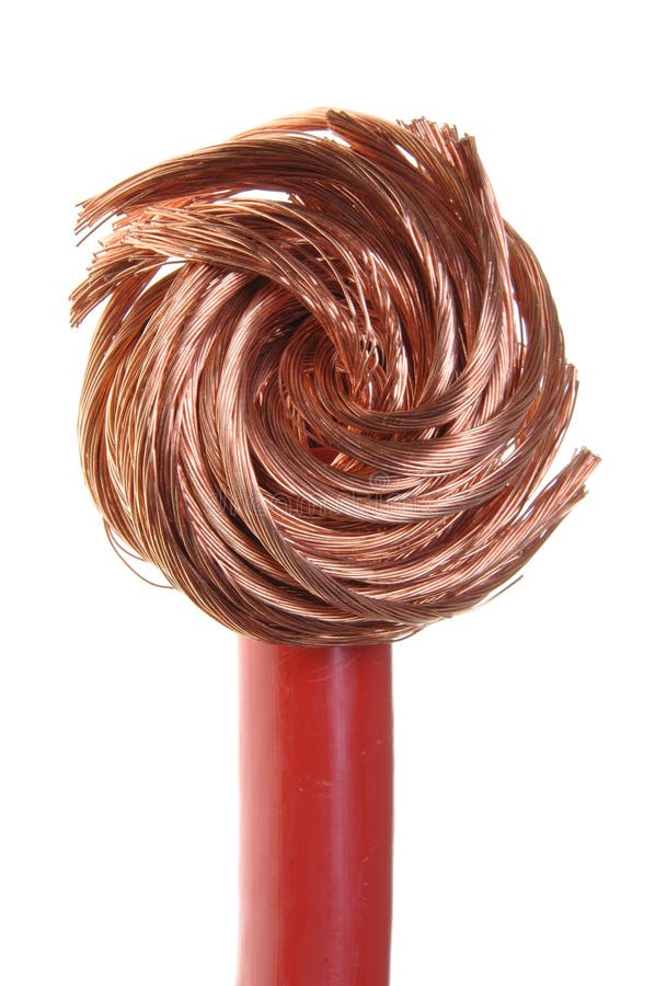 Red Copper Cable Isolated on White Stock Photo - Image of industrial ...