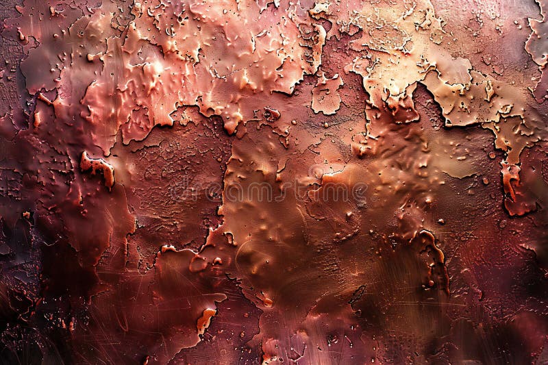 Red Copper Metal Texture Background, Top View. Abstract Brown Shiny ...