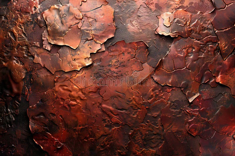 Red Copper Metal Texture Background, Top View. Abstract Brown Shiny ...