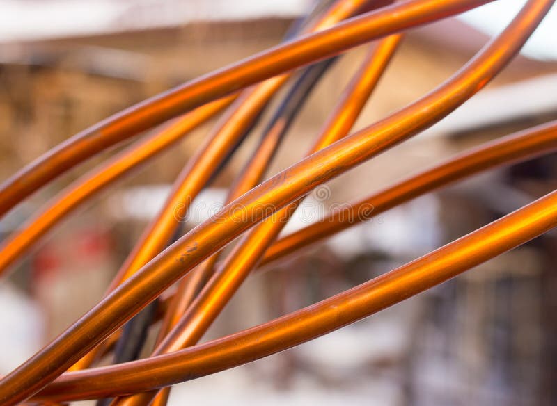 Red Copper Wire As Background Stock Image - Image of macro, color ...