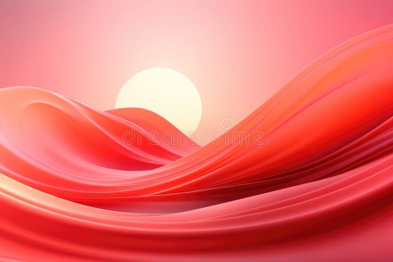 Red, Coral Color Abstract Wave Background. Sunset Stock Illustration ...