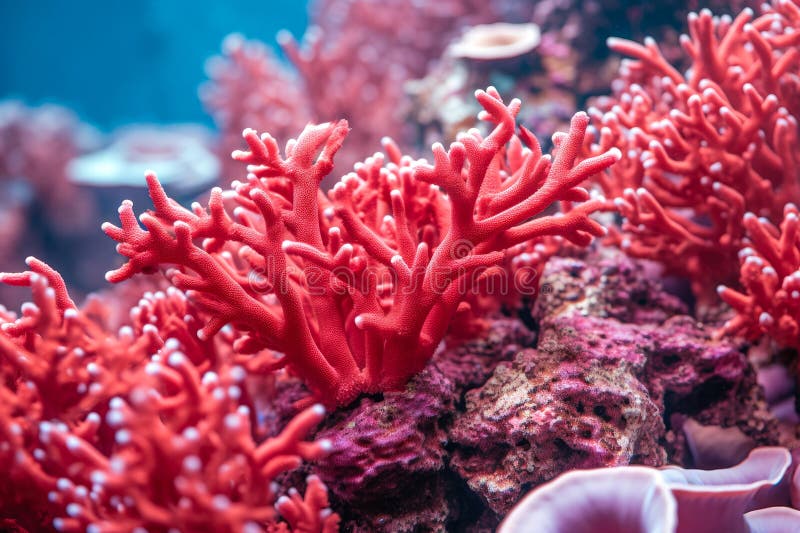 Red Coral in the Sea. Underwater Photo of Beautiful Coral. Stock ...
