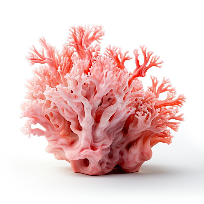 Red Corals Composition, Sea Life Objects, Isolated on White Background ...
