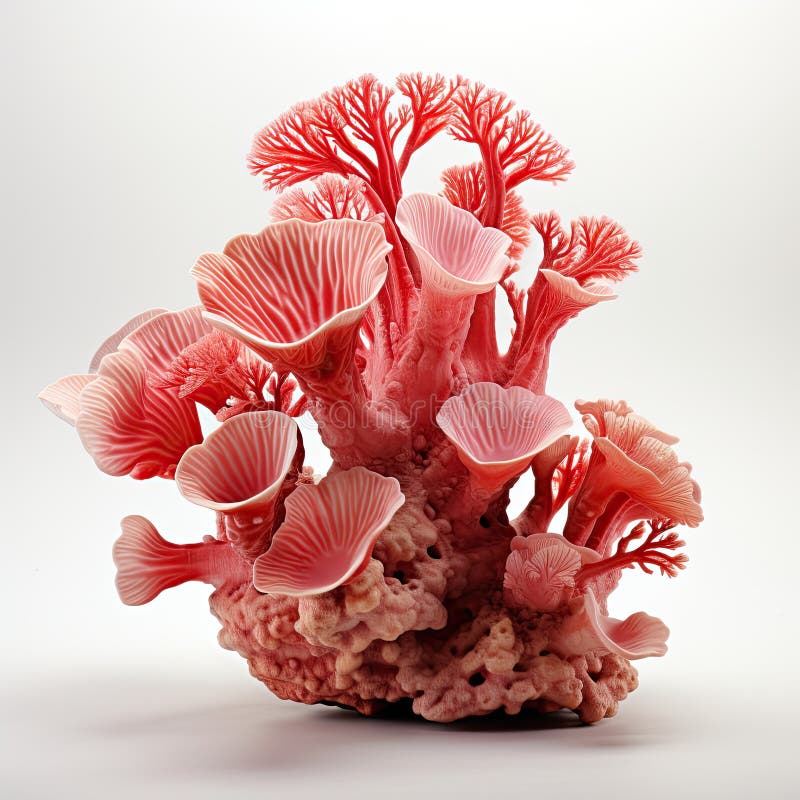 Red Corals Composition, Sea Life Objects, Isolated on White Background ...