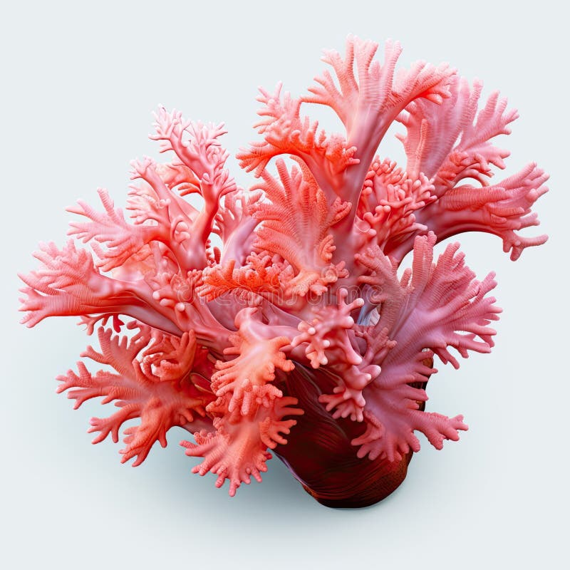 Red Corals Composition, Sea Life Objects, Isolated on White Background ...