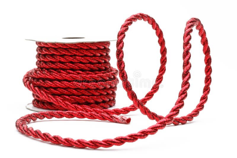 Red cord on a reel stock image. Image of isolated, rope - 8827909