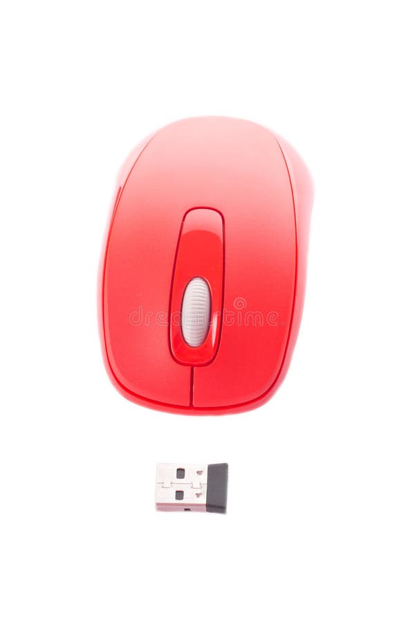 Red cordless mouse for PC stock photo. Image of equipment - 42127396