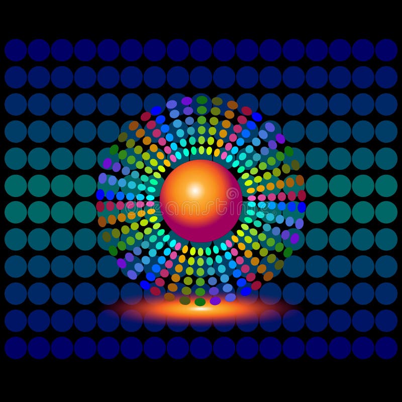 The Red Core in the Center Glows with Colored Circles in the Form of ...