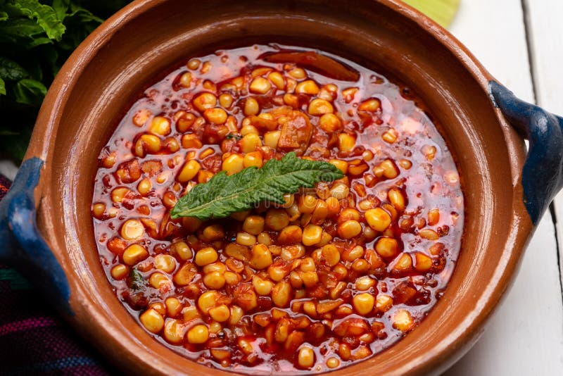 Red Corn Esquites on White Background. Mexican Food Stock Image - Image ...