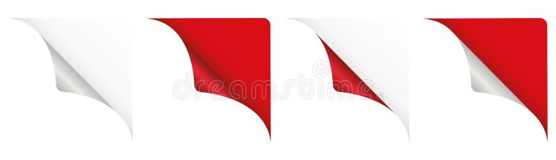 Red Corner Banner Design Elements Isolated on White Background Stock ...