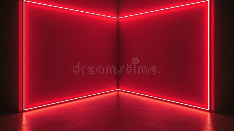 Red Corner Illuminated by Neon Lights Stock Photo - Image of wall ...