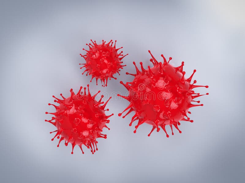 Red Coronavirus Cell or Covid-19 Cell Stock Illustration - Illustration ...