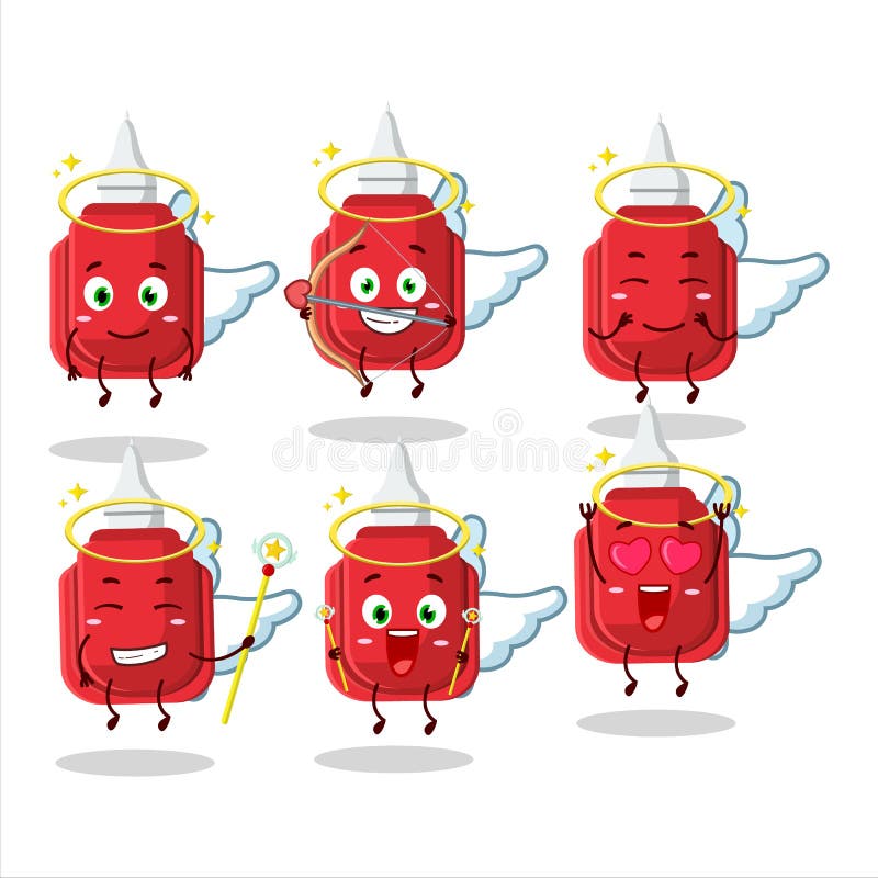 Red Correction Pen Cartoon Designs As A Cute Angel Character Stock