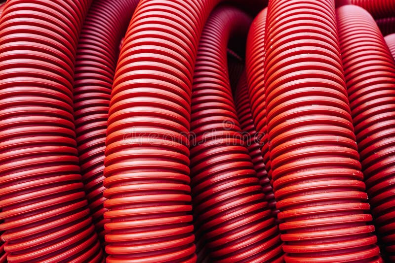 Red Corrugated Pvc Pipe for Underground Electrical Cable Laying Stock ...