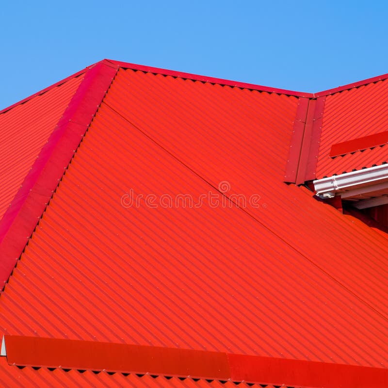 Red corrugated roof stock photo. Image of materials - 168161454
