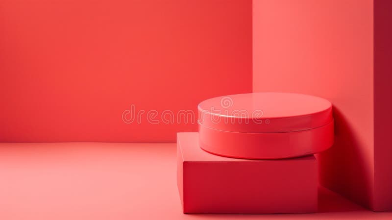 Red Cosmetic Container on Red Background Stock Photo - Image of ...