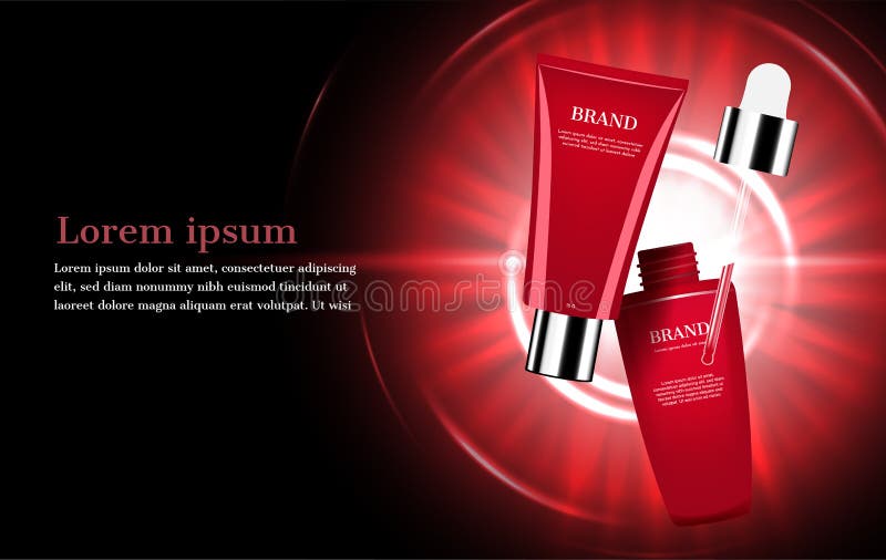 Red Cosmetic Sets with Abstract Glowing Light Stock Vector ...