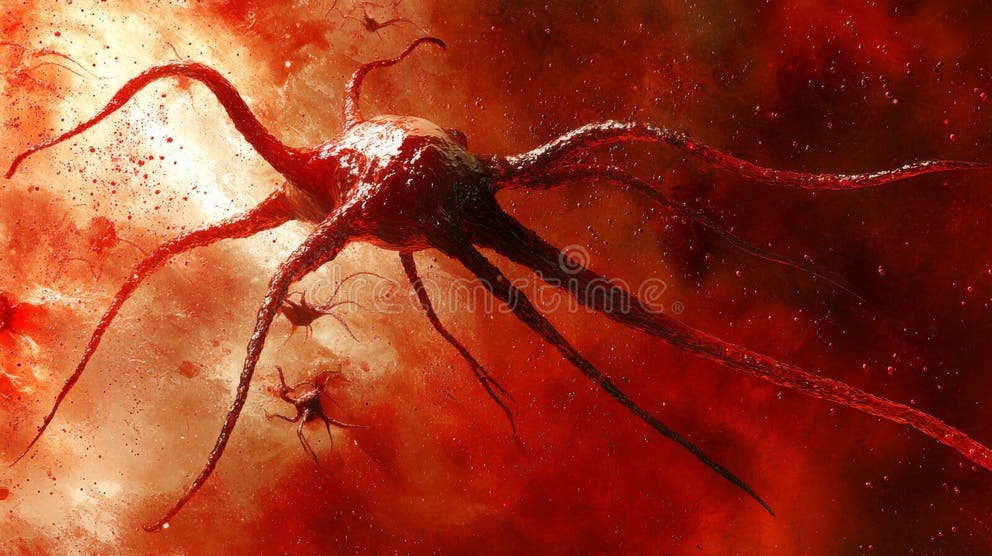Red Cosmic Creature in Nebula Stock Illustration - Illustration of ...