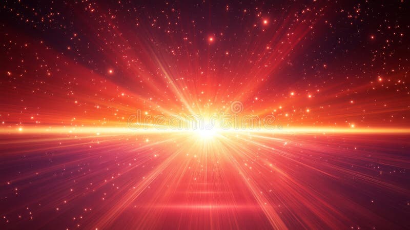 Red Cosmic Explosion with Glowing Stars and Galaxy Stock Illustration ...