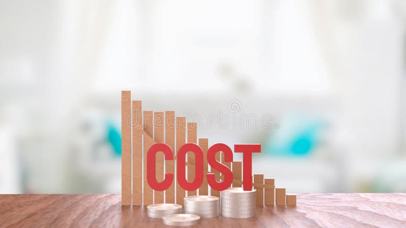 The Red Cost Text and Gold Coins for Business Concept 3d Rendering ...