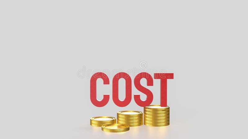 The Red Cost Text and Gold Coins for Business Concept 3d Rendering ...