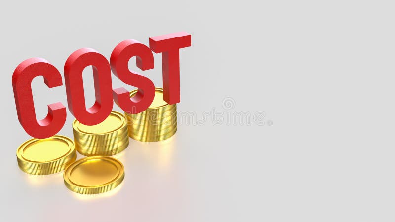 The Red Cost Text and Gold Coins for Business Concept 3d Rendering ...
