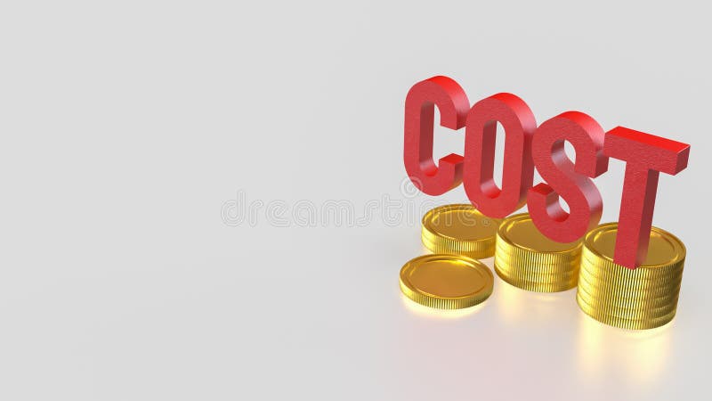 The Red Cost Text and Gold Coins for Business Concept 3d Rendering ...
