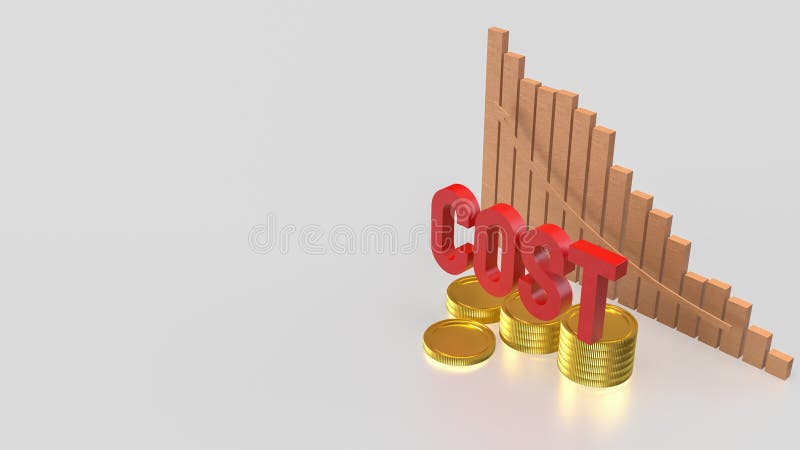 The Red Cost Text and Gold Coins for Business Concept 3d Rendering ...